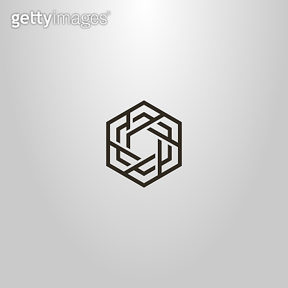 simple vector line art geometric outline sign of abstract hexagonal ...