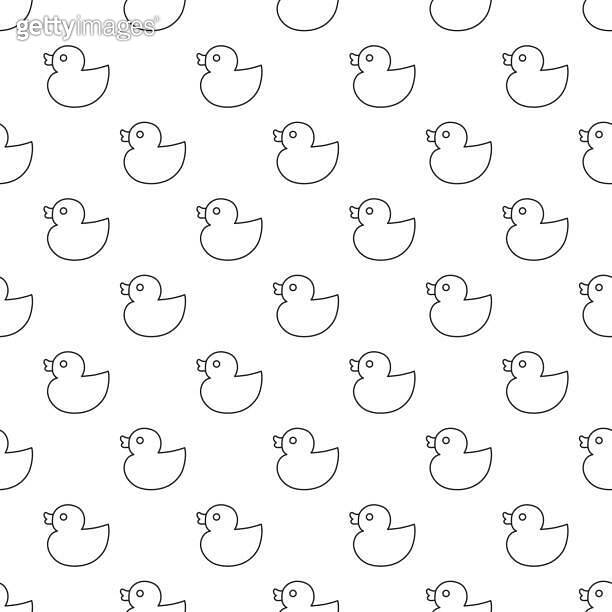 Vector seamless pattern with outline rubber duck. Seamless pattern. 이미지 ...