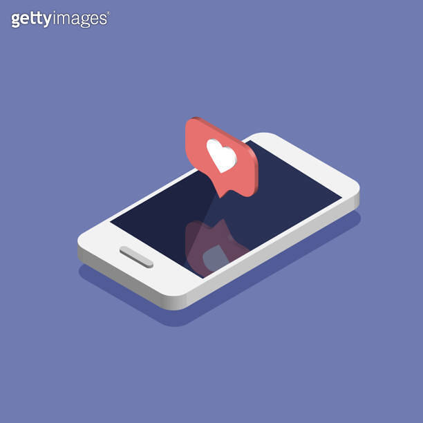 Smartphone with push social media notifications icon in trendy ...