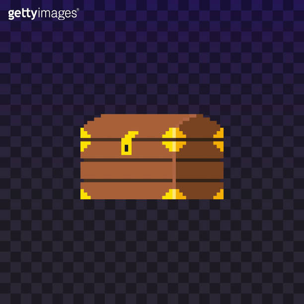 Pixel treasure chest for video game. 이미지 (1187009198) - 게티이미지뱅크