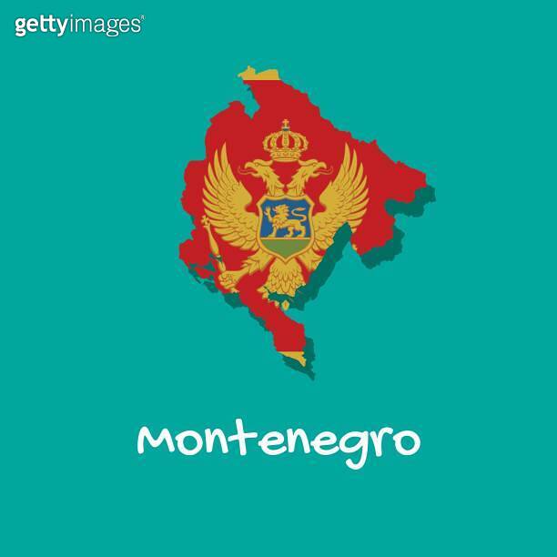 Vector map of Montenegro painted in the colors of the flag. (1170310849 ...