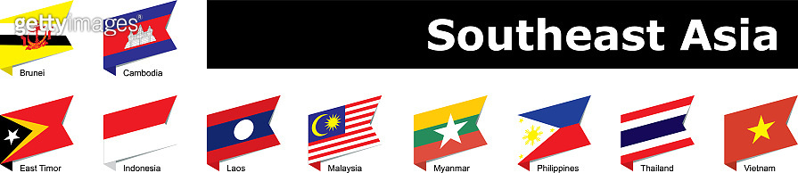 flags of southeast Asia (1129149392) 일러스트, 무료 일러스트, 아이콘, 무료 아이콘 - 게티이미지뱅크