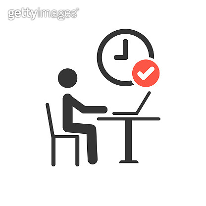 Working process icon with check sign, approved, confirm, done, tick ...