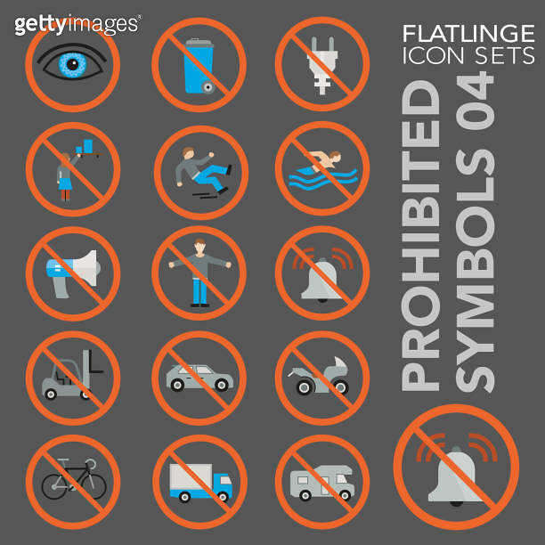 Colorful icon set of Prohibited Symbols 04 (1185387193) - 게티이미지뱅크