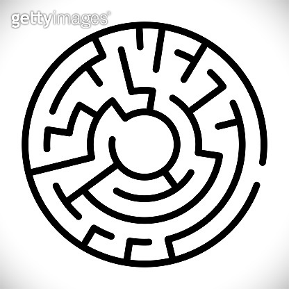 Vector simple black maze circle. Simple black labyrinth. Vector maze ...