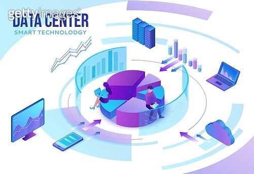 Data analysis center, business people analyze diagram, kpi analytics ...