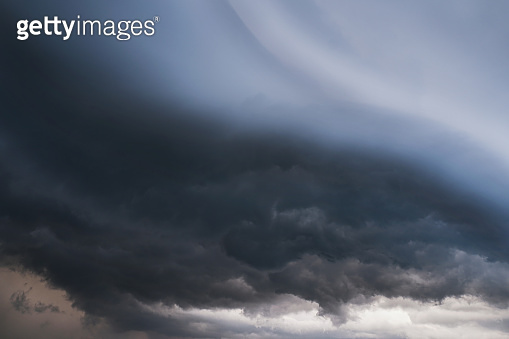 Scary epic sky with menacing clouds. Hurricane wind with a thunderstorm ...