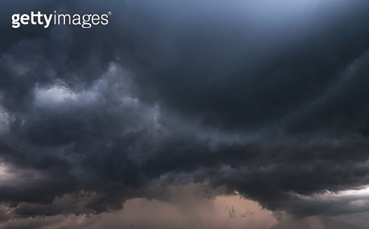Scary epic sky with menacing clouds. Hurricane wind with a thunderstorm ...