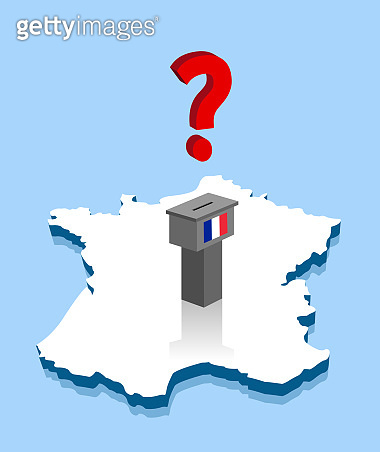 French election results with question mark and voting ballot over ...