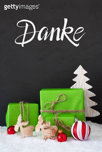 Green Gift, Ball, Snow, Tree, Danke Means Thank You 이미지 (1185828621 ...