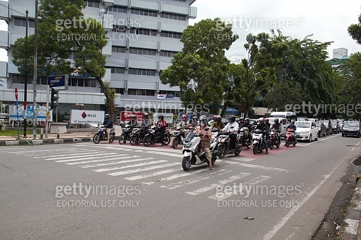 Medan street and traffic in the central area in Medan, North Sumatra ...