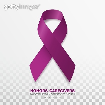 Honors Caregivers. National Family Caregivers Month. Plum Color Ribbon ...