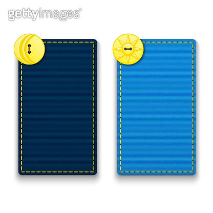 Vertical rectangular blue fabric banners. Vector illustration. 이미지 ...