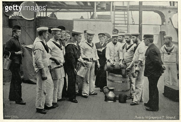 Royal navy sailors receving a ration of Grog (Rum), 1895 이미지 ...
