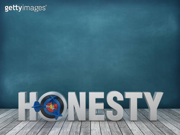 3D Word HONESTY with Target on Chalkboard Background - 3D Rendering 이미지 ...