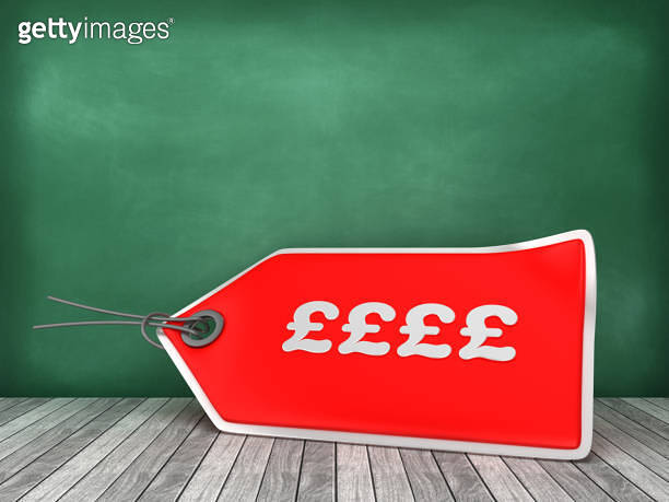 POUND SIGN Price Tag on Chalkboard Background - 3D Rendering 이미지 ...
