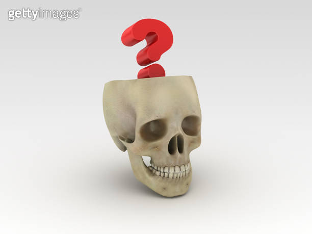Human Skull with Question Mark - 3D Rendering 이미지 (1153614642) - 게티이미지뱅크