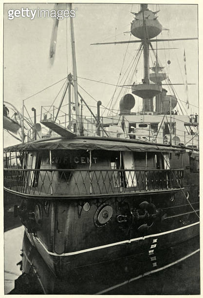 Admiral's stern-walk on HMS Magnificent, Battleship, 19th Century 이미지 ...