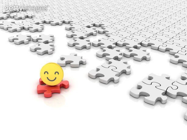 Puzzle with Smile Emoticon - 3D Rendering (1149494389) - 게티이미지뱅크