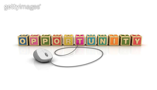 OPPORTUNITY Buzzword Cubes with Computer Mouse - 3D Rendering 이미지 ...
