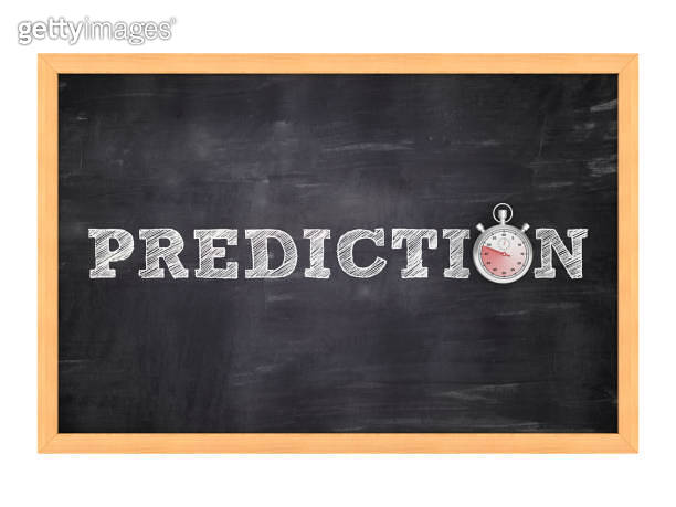 PREDICTION Word with Stopwatch on Blackboard - 3D Rendering 이미지 ...