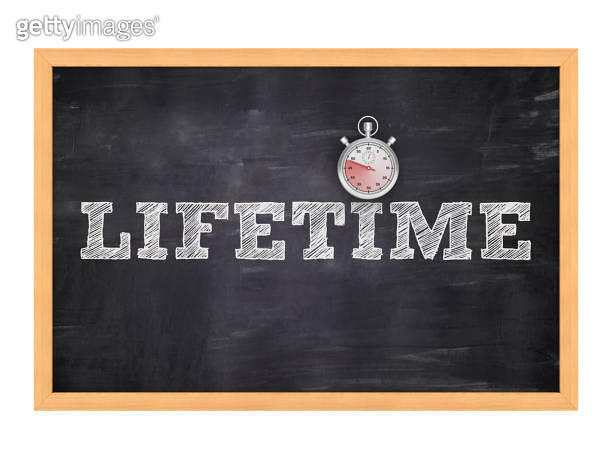 LIFETIME Word with Stopwatch on Blackboard - 3D Rendering 이미지 ...