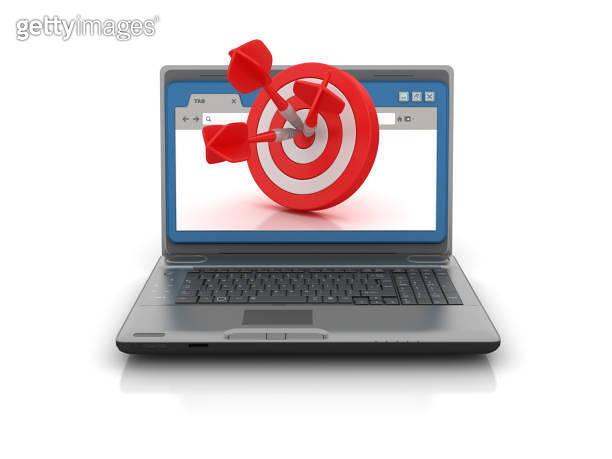 Computer Laptop with Web Browser and Target - 3D Rendering 이미지 ...