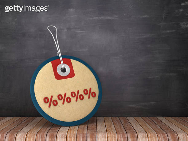 PERCENTAGE SIGN Circular Price Tag on Chalkboard Background - 3D ...