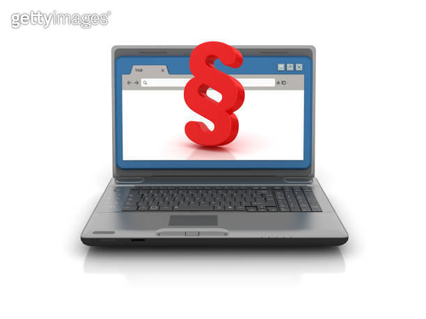 Computer Laptop with Web Browser and Paragraph Symbol - 3D Rendering ...