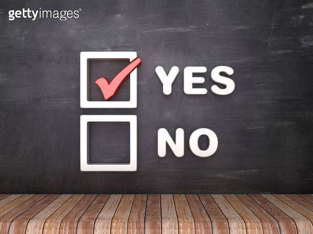 Yes No 3D Check List on Chalkboard Background - 3D Rendering ...