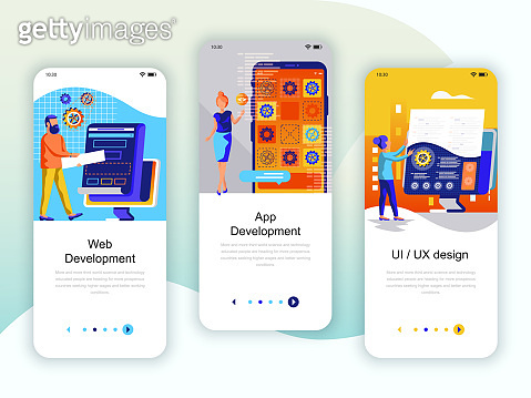 Set of onboarding screens user interface kit for Web and App Development, Design, mobile app ...