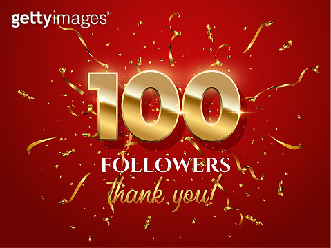 100 followers celebration vector banner with text (1151089780) 일러스트, 무료 ...
