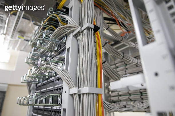 Fiber Optical connector interface. Fibre Channel swich. Severs computer ...