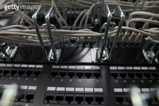 Fiber Optical connector interface. Fibre Channel swich. Severs computer ...
