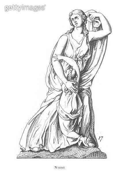 Niobe, Greek Festival and Mythological Figures and Scenes Engraving ...