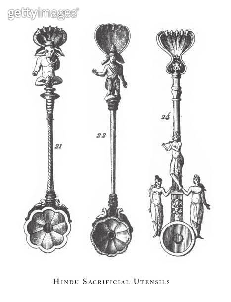 Hindu Sacrificial Utensils, Hindu and Buddhist Religious Symbols and ...
