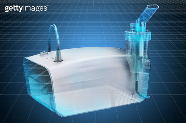 Visualization 3d cad model of medical inhaler, nebulizer. 3D rendering ...