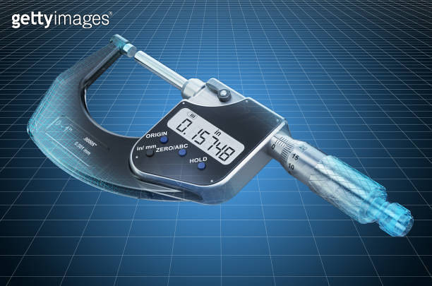 Visualization 3d cad model of digital micrometer, blueprint. 3D ...