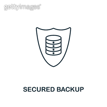 Secured Backup outline icon. Thin line style from big data icons collection. Pixel perfect ...