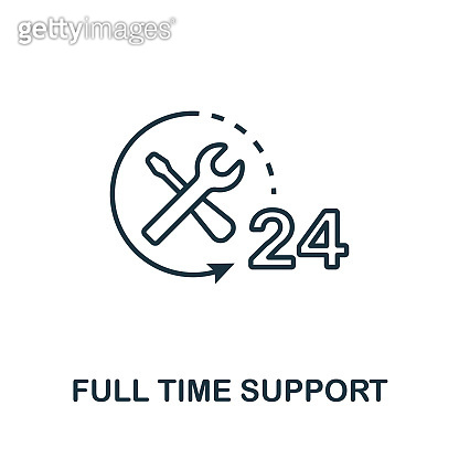 Full Time Support icon. Thin outline style design from web hosting ...