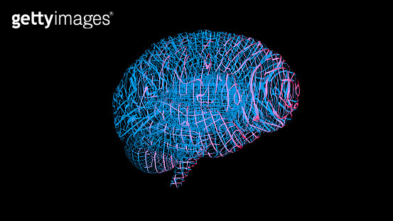 3d rendering of computer model of human brain and artificial ...