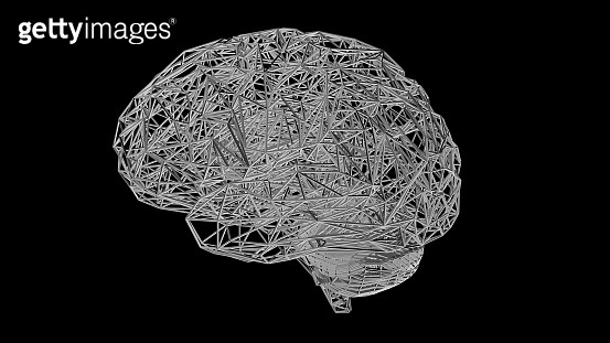 3d rendering of computer model of human brain and artificial ...