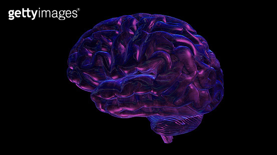 3d rendering of computer model of human brain and artificial ...