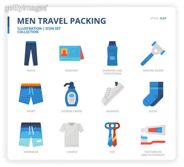 Man Travel Packing icon set 이미지 (1184350248) - 게티이미지뱅크