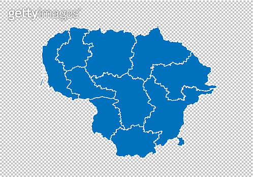 lithuania map - High detailed blue map with counties/regions/states of ...