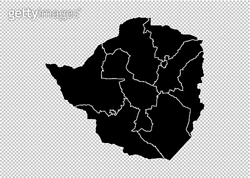 zimbabwe map - High detailed Black map with counties/regions/states of ...