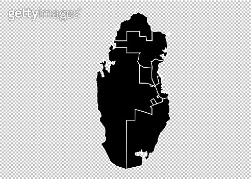 qatar map - High detailed Black map with counties/regions/states of ...