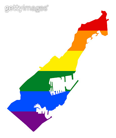 LGBT flag map. Vector rainbow map of LGBT (lesbian, gay, bisexual, and transgender) pride flag ...