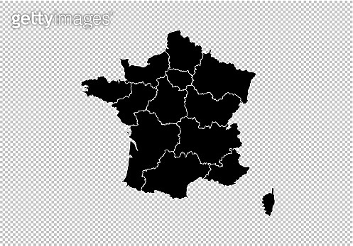 france map - High detailed Black map with counties/regions/states of ...