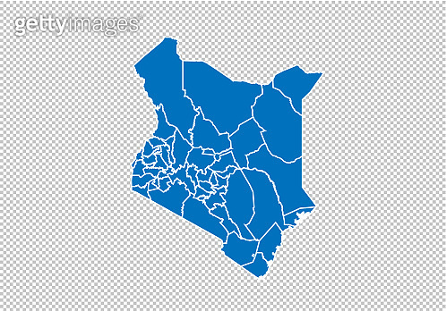 kenya map - High detailed blue map with counties/regions/states of ...